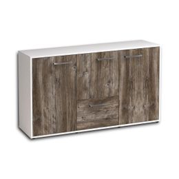 Stil.Zeit Sideboard Diana | Korpus Weiß | Treibholz mit Griffen (136x79x35cm)