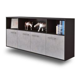 Stil.Zeit Sideboard Columbia | Korpus Anthrazit | Beton hängend mit Griffen (180x79x35cm)