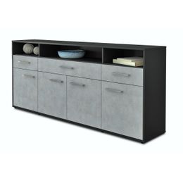 Stil.Zeit Sideboard Ezia | Korpus Anthrazit | Beton mit Griffen (180x79x35cm)