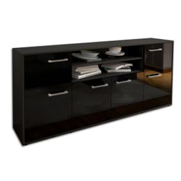 Stil.Zeit Sideboard Emilia | Korpus Anthrazit | Schwarz mit Griffen (180x79x35cm)