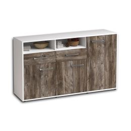 Stil.Zeit Sideboard Editta | Korpus Weiß | Treibholz mit Griffen (136x79x35cm)