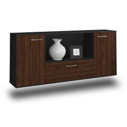 Stil.Zeit Sideboard Fort Collins | Korpus Anthrazit | Walnuss hängend mit Griffen (180x79x35cm)