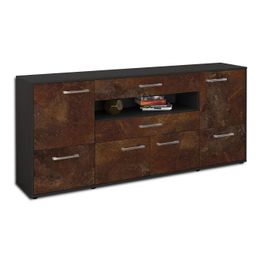 Stil.Zeit Sideboard Emely | Korpus Anthrazit | Rost mit Griffen (180x79x35cm)