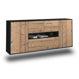 Stil.Zeit Sideboard Warren | Korpus Anthrazit | Pinie hängend mit Griffen (180x79x35cm)