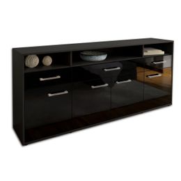 Stil.Zeit Sideboard Ezia | Korpus Anthrazit | Schwarz mit Griffen (180x79x35cm)