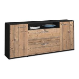 Stil.Zeit Sideboard Erina | Korpus Anthrazit | Pinie mit Griffen (180x79x35cm)