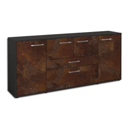 Stil.Zeit Sideboard Elisa | Korpus Anthrazit | Rost mit Griffen (180x79x35cm)