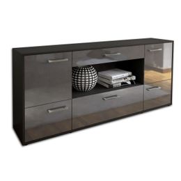 Stil.Zeit Sideboard Elodie | Korpus Anthrazit | Grau mit Griffen (180x79x35cm)