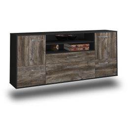 Stil.Zeit Sideboard Elk Grove | Korpus Anthrazit | Treibholz hängend mit Griffen (180x79x35cm)