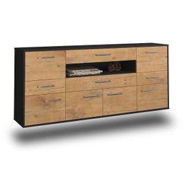 Stil.Zeit Sideboard Coral Springs | Korpus Anthrazit | Eiche hängend mit Griffen (180x79x35cm)