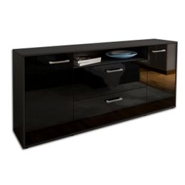 Stil.Zeit Sideboard Erina | Korpus Anthrazit | Schwarz mit Griffen (180x79x35cm)