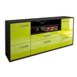 Stil.Zeit Sideboard Eluana | Korpus Anthrazit | Gruen mit Griffen (180x79x35cm)