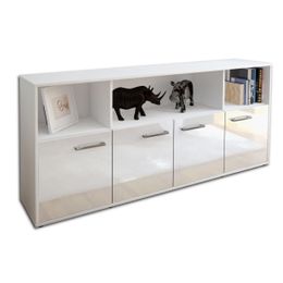 Stil.Zeit Sideboard Enrica | Korpus Weiß | Weiß mit Griffen (180x79x35cm)