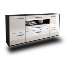 Stil.Zeit Sideboard Savannah | Korpus Anthrazit | Weiß hängend mit Griffen (180x79x35cm)