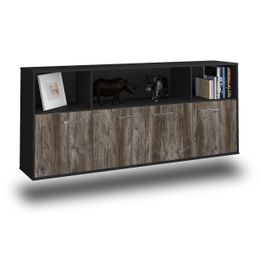 Stil.Zeit Sideboard Columbia | Korpus Anthrazit | Treibholz hängend mit Griffen (180x79x35cm)