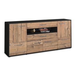 Stil.Zeit Sideboard Emely | Korpus Anthrazit | Pinie mit Griffen (180x79x35cm)