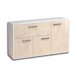 Stil.Zeit Sideboard Edera | Korpus Weiß | Zeder mit Griffen (136x79x35cm)