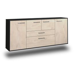 Stil.Zeit Sideboard Orange | Korpus Anthrazit | Zeder hängend mit Griffen (180x79x35cm)