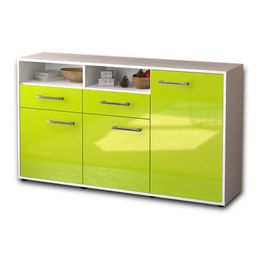 Stil.Zeit Sideboard Editta | Korpus Weiß | Gruen mit Griffen (136x79x35cm)