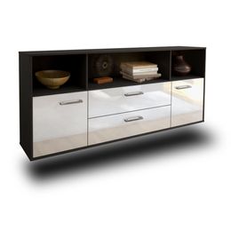 Stil.Zeit Sideboard Hartford | Korpus Anthrazit | Weiß hängend mit Griffen (180x79x35cm)