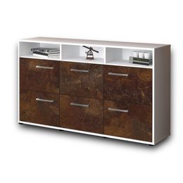 Stil.Zeit Sideboard Dilara | Korpus Weiß | Rost mit Griffen (136x79x35cm)