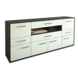 Stil.Zeit Sideboard Emerelda | Korpus Anthrazit | Mint mit Griffen (180x79x35cm)