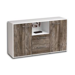 Stil.Zeit Sideboard Donika | Korpus Weiß | Treibholz mit Griffen (136x79x35cm)