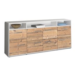 Stil.Zeit Sideboard Evita | Korpus Weiß | Pinie mit Griffen (180x79x35cm)