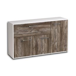 Stil.Zeit Sideboard Edera | Korpus Weiß | Treibholz mit Griffen (136x79x35cm)