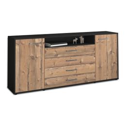 Stil.Zeit Sideboard Enzo | Korpus Anthrazit | Pinie mit Griffen (180x79x35cm)