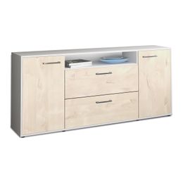 Stil.Zeit Sideboard Erina | Korpus Weiß | Zeder mit Griffen (180x79x35cm)