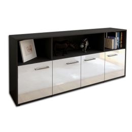 Stil.Zeit Sideboard Enrica | Korpus Anthrazit | Weiß mit Griffen (180x79x35cm)