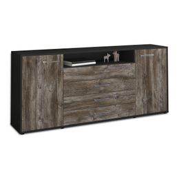 Stil.Zeit Sideboard Enzo | Korpus Anthrazit | Treibholz mit Griffen (180x79x35cm)