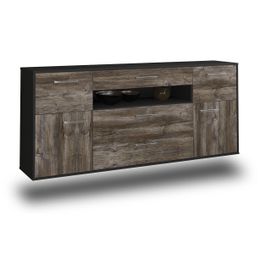 Stil.Zeit Sideboard Elizabeth | Korpus Anthrazit | Treibholz hängend mit Griffen (180x79x35cm)