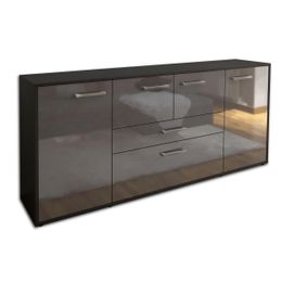 Stil.Zeit Sideboard Elisa | Korpus Anthrazit | Grau mit Griffen (180x79x35cm)