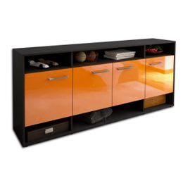 Stil.Zeit Sideboard Felia | Korpus Anthrazit | Orange mit Griffen (180x79x35cm)