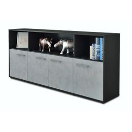 Stil.Zeit Sideboard Enrica | Korpus Anthrazit | Beton mit Griffen (180x79x35cm)