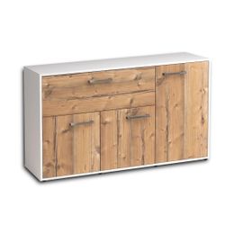 Stil.Zeit Sideboard Edera | Korpus Weiß | Pinie mit Griffen (136x79x35cm)