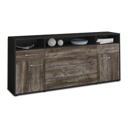 Stil.Zeit Sideboard Evelina | Korpus Anthrazit | Treibholz mit Griffen (180x79x35cm)