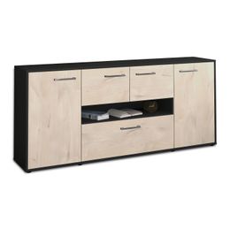 Stil.Zeit Sideboard Elisabetta | Korpus Anthrazit | Zeder mit Griffen (180x79x35cm)