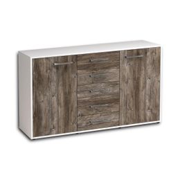 Stil.Zeit Sideboard Dorelly | Korpus Weiß | Treibholz mit Griffen (136x79x35cm)