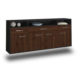 Stil.Zeit Sideboard Simi Valley | Korpus Anthrazit | Walnuss hängend mit Griffen (180x79x35cm)