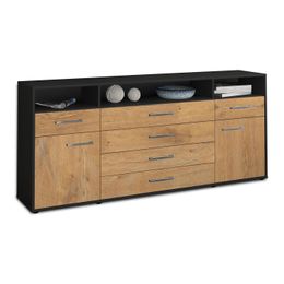 Stil.Zeit Sideboard Evelina | Korpus Anthrazit | Eiche mit Griffen (180x79x35cm)