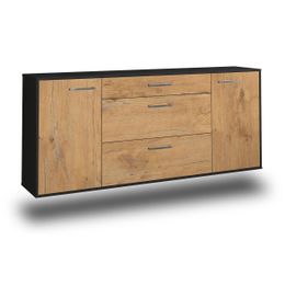 Stil.Zeit Sideboard Syracuse | Korpus Anthrazit | Eiche hängend mit Griffen (180x79x35cm)