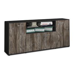 Stil.Zeit Sideboard Elsita | Korpus Anthrazit | Treibholz mit Griffen (180x79x35cm)