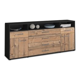 Stil.Zeit Sideboard Evelina | Korpus Anthrazit | Pinie mit Griffen (180x79x35cm)