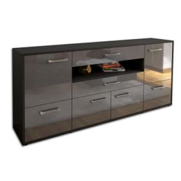 Stil.Zeit Sideboard Emely | Korpus Anthrazit | Grau mit Griffen (180x79x35cm)