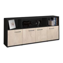 Stil.Zeit Sideboard Enrica | Korpus Anthrazit | Zeder mit Griffen (180x79x35cm)