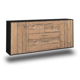 Stil.Zeit Sideboard Orange | Korpus Anthrazit | Pinie hängend mit Griffen (180x79x35cm)