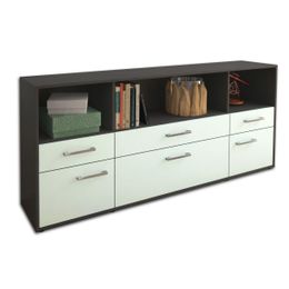 Stil.Zeit Sideboard Evelina | Korpus Anthrazit | Mint mit Griffen (180x79x35cm)